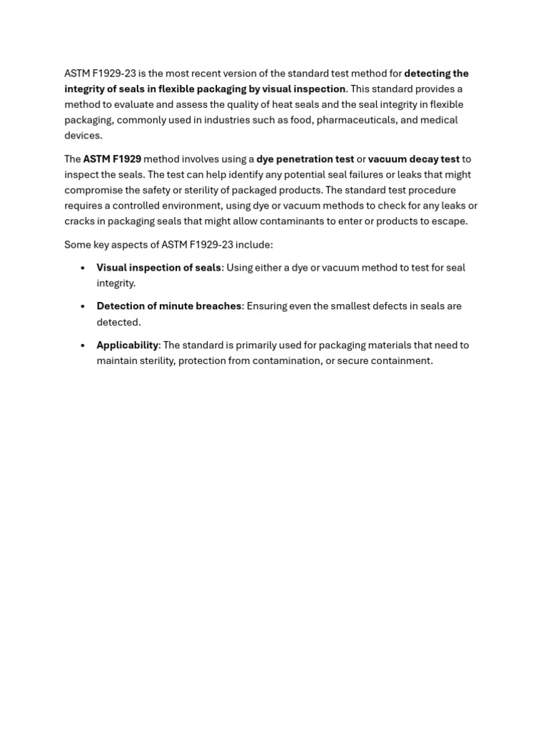 Seal Integrity Testing Guide | PDF