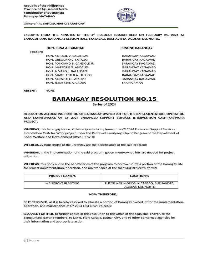 RESOLUTION no 15 | PDF | Governance | Government