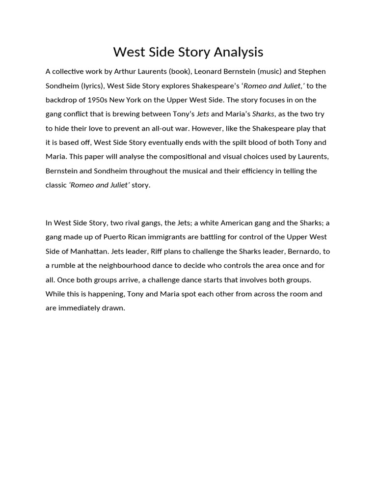 West Side Story Analysis | PDF
