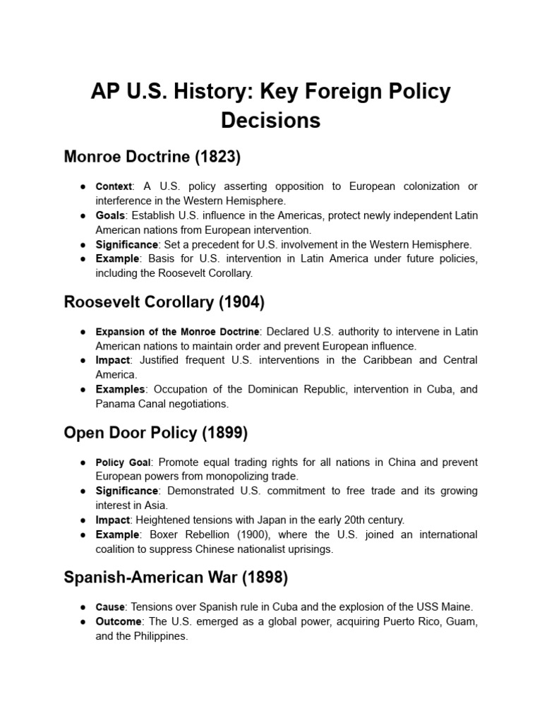Key U.S. Foreign Policy Milestones | PDF | Cold War | Containment