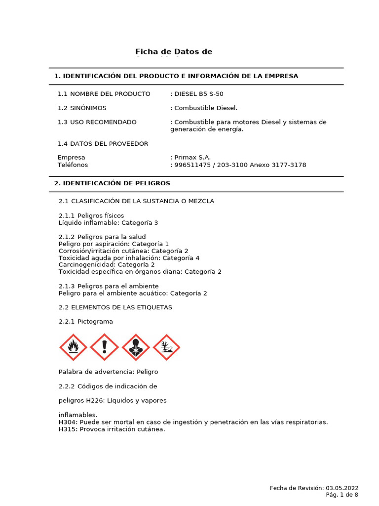 Fds Db5 S50 Pdf Química