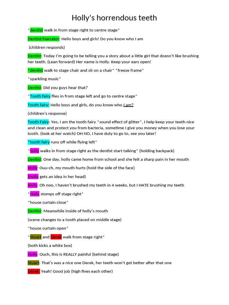 Holly's Horrendous Teeth | PDF | Dentistry | Tooth Fairy