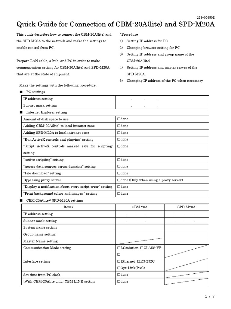 CBM-20A(lite) Connection Guide | PDF | Ip Address | Internet Protocols
