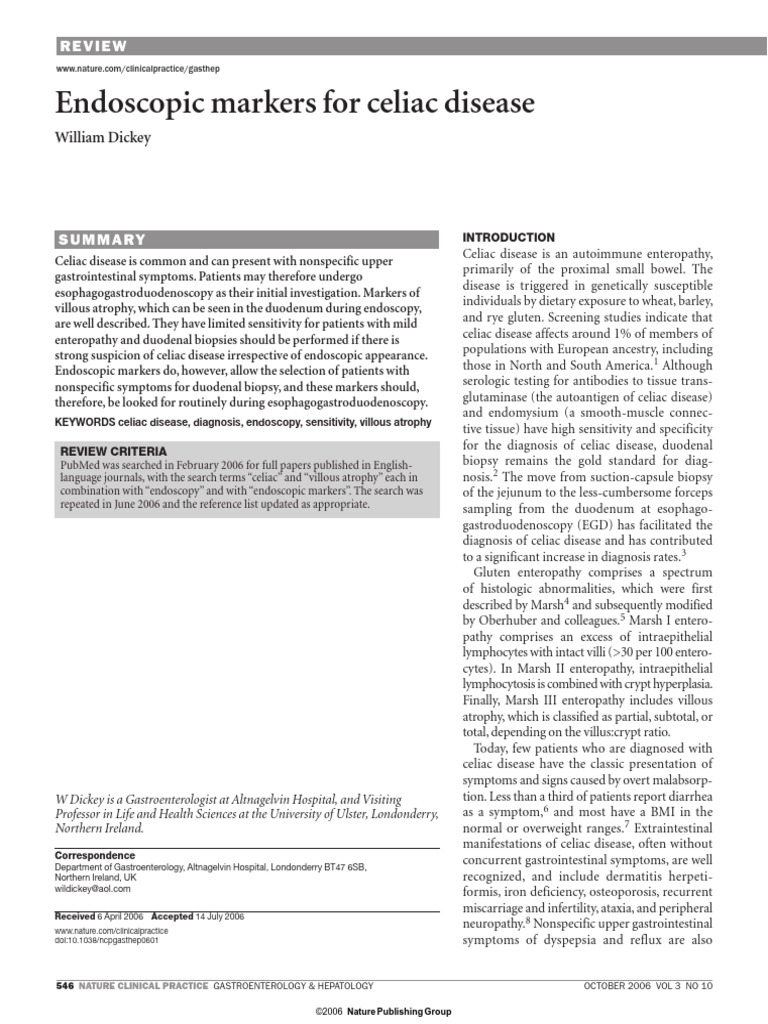 Celiac Endoscopic Markers Guide | PDF | Coeliac Disease | Endoscopy