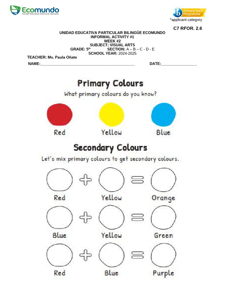 Primary and Secondary Colors | PDF