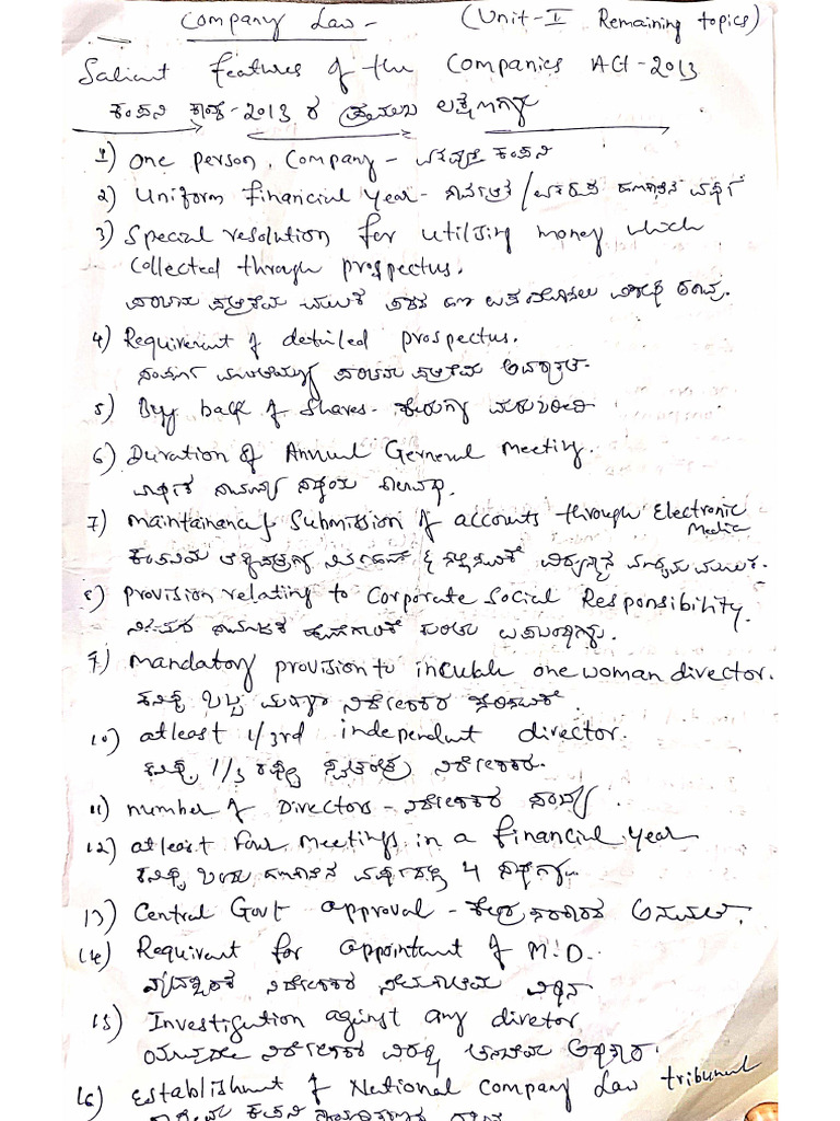 unit 1 company law | PDF