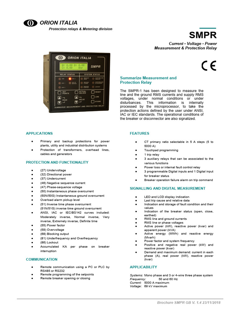 SMPR_Brochure_GB | PDF | Relay | Ac Power