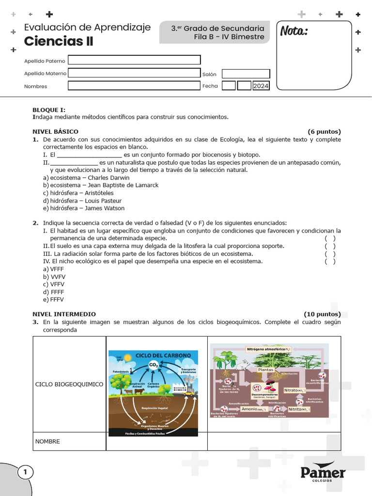 EDA_S3_FILA B_CIEN II_IV BIM_AE2024 | PDF | Ecología | Enlace químico