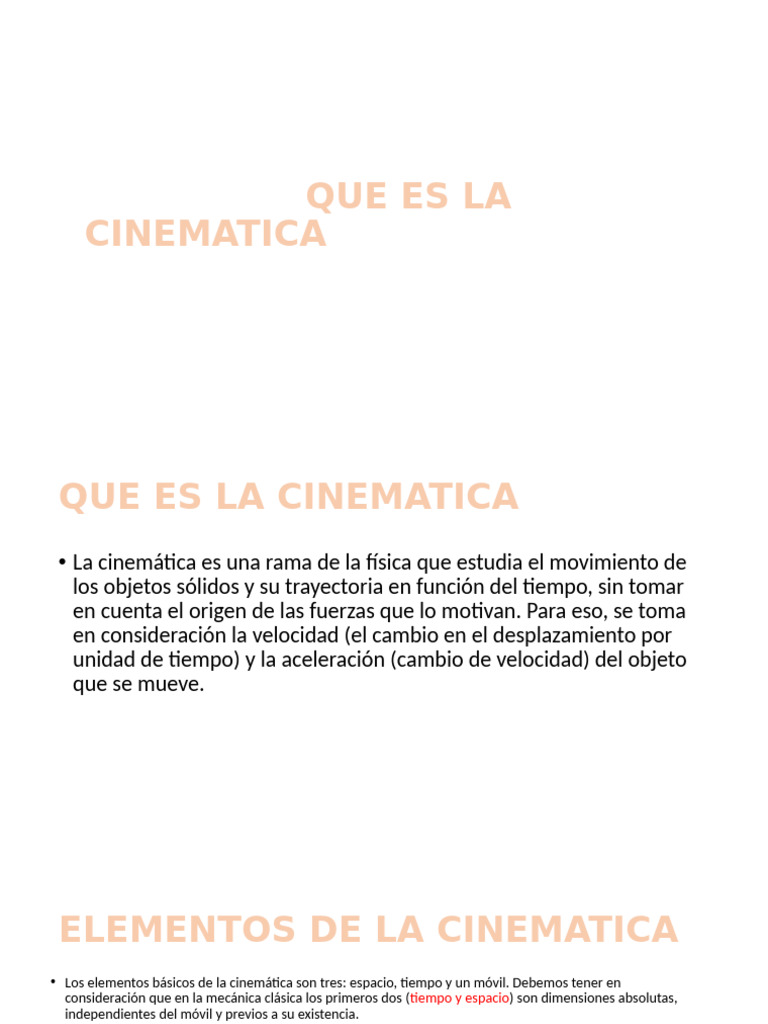 Cinemática: Movimientos y Elementos | PDF | Cinemática | Velocidad