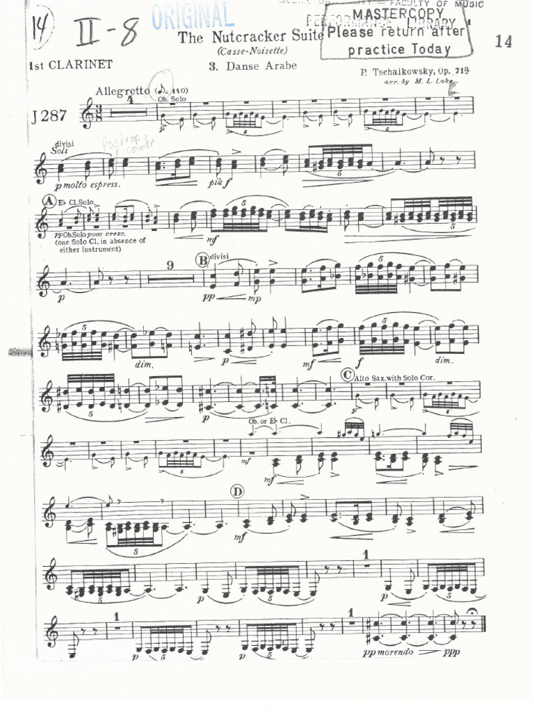 Nutcracker Suite 5 Danses - Clarinette 1 | PDF
