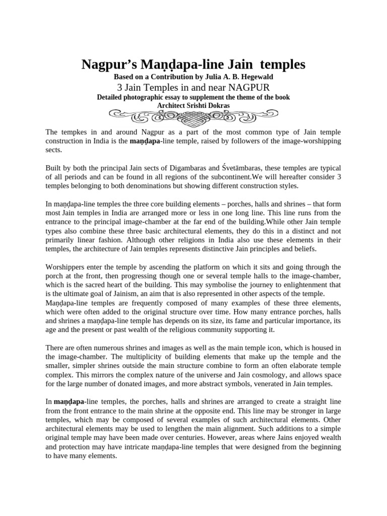 Jain Temple Architecture of Shwetambar Jain Temples of Nagpur | PDF | Temple | Porch