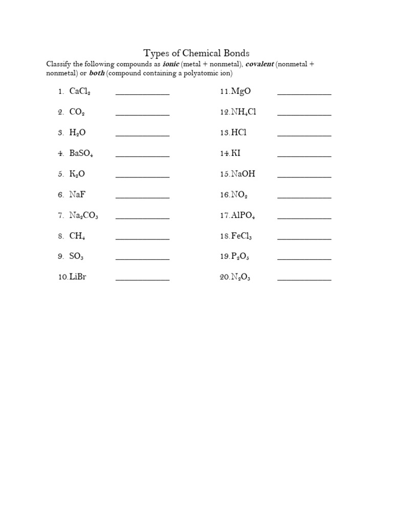 Types of Chemical Bonds Explained | PDF