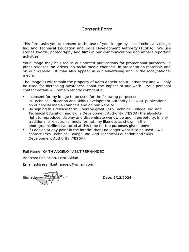 Image Consent Guide and Template | PDF