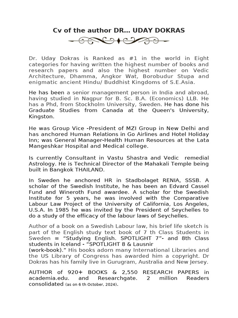 CV of The Author DR Uday Dokras | PDF