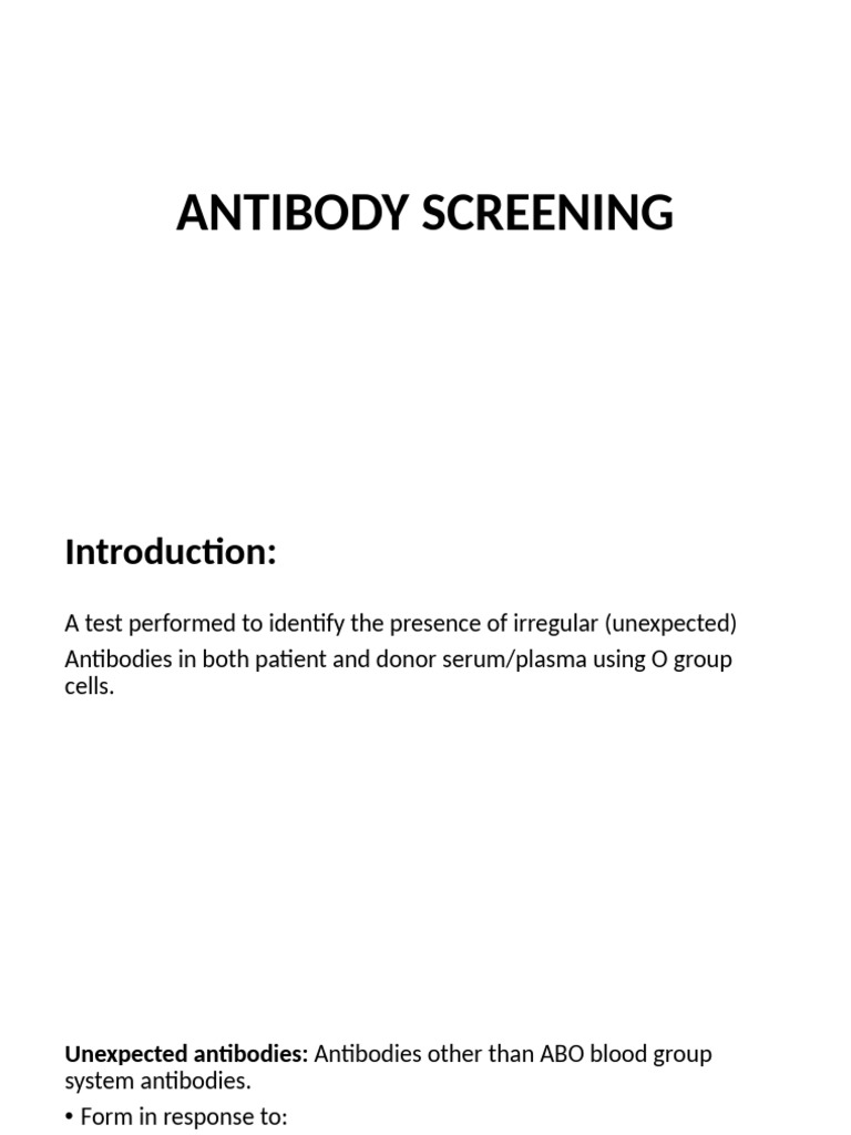 Antibody Screening | PDF | Antibody | Blood Transfusion
