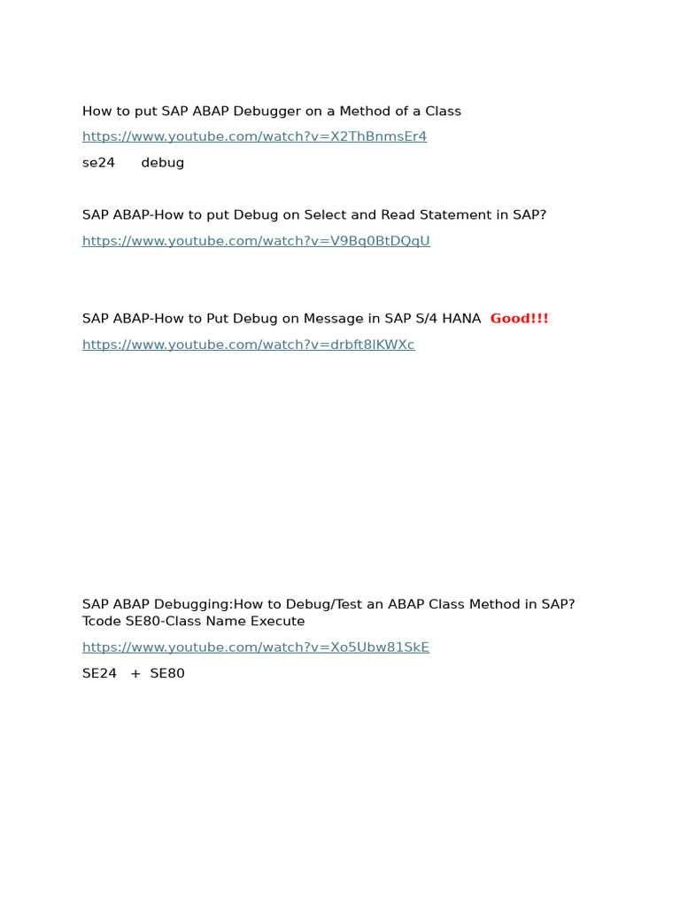 SAP ABAP Debugging -Class | PDF SAP ABAP Debugging -Class | PDF