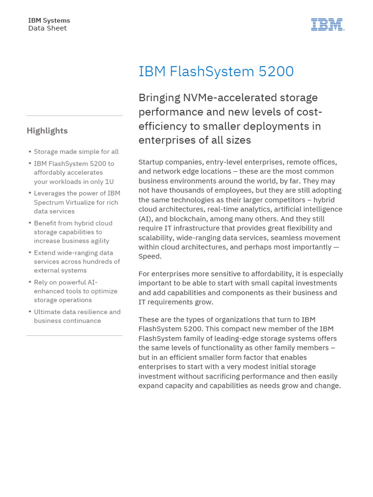 Ibm Flashsystem 5200 | PDF | Cloud Computing | Computer Data Storage