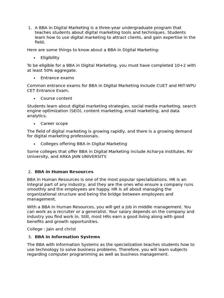 A BBA in Digital Marketing Is | PDF | Digital Marketing | Human ...