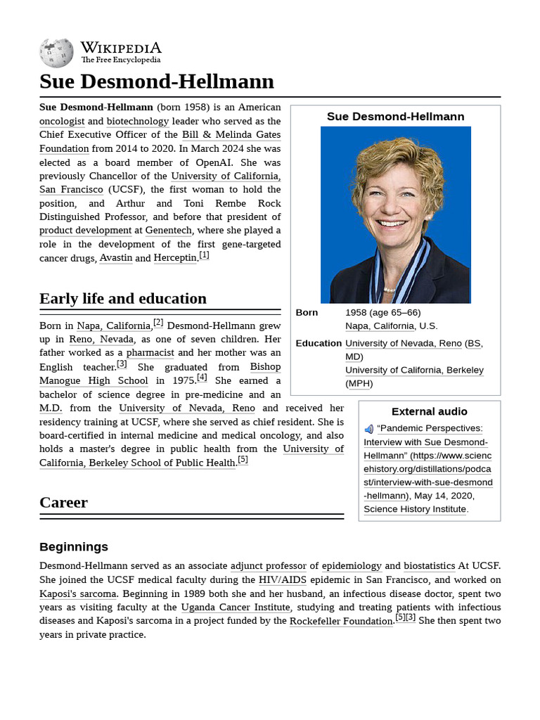 Sue_Desmond-Hellmann | PDF | Medicine | Health Care