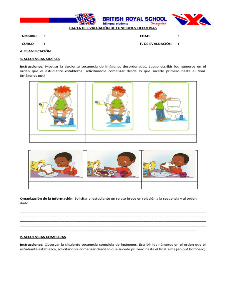Protocolo de Evaluación de Funciones Ejecutivas | PDF