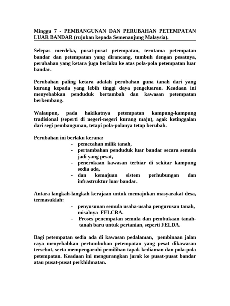 PEMBANGUNAN DAN PERUBAHAN PETEMPATAN LUAR BANDAR | PDF