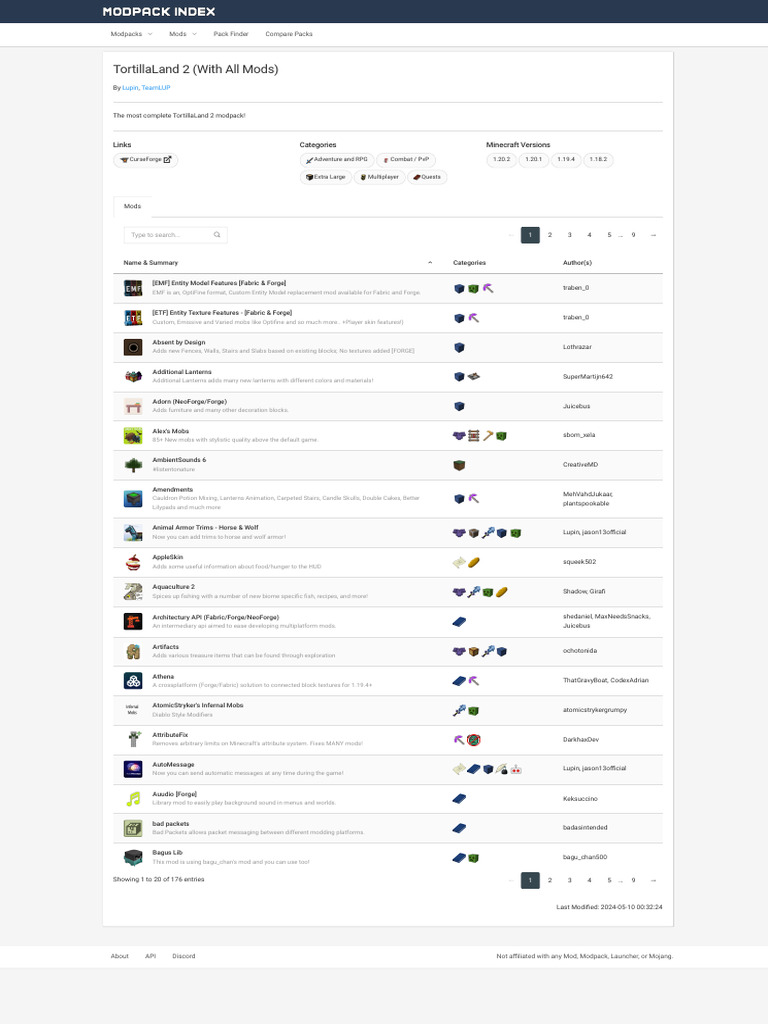 TortillaLand 2 (With All Mods) - Modpack - Modpack Index | PDF