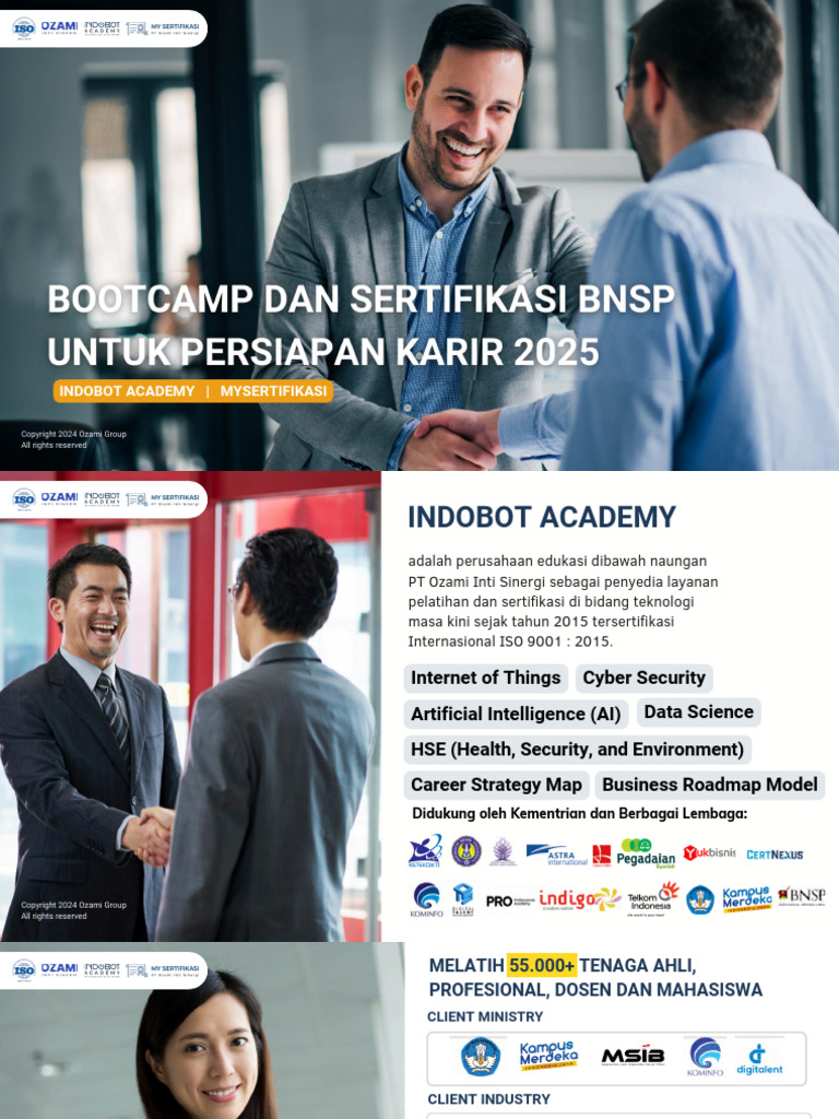 jadwal bootcamp dan sertifikasi bnsp hingga tahun 2025 | PDF