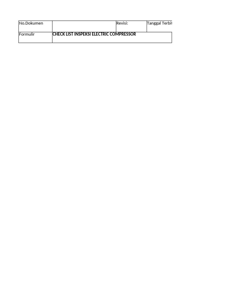 Form Check List Inspeksi Electric Compressor | PDF