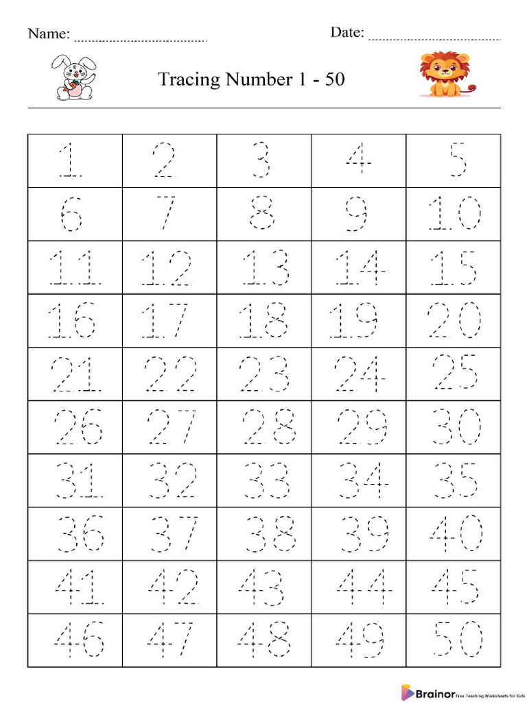 Tracing Number 1 50san | PDF