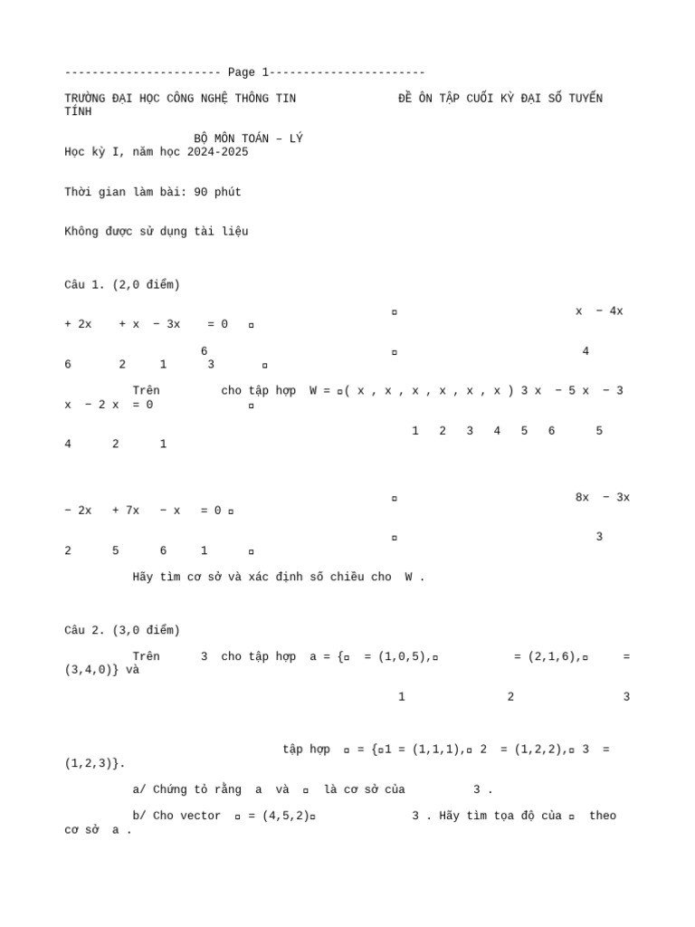 De on TAP Cuoi Ky 1 Mon DSTT Nam Hoc 2024-2025 | PDF