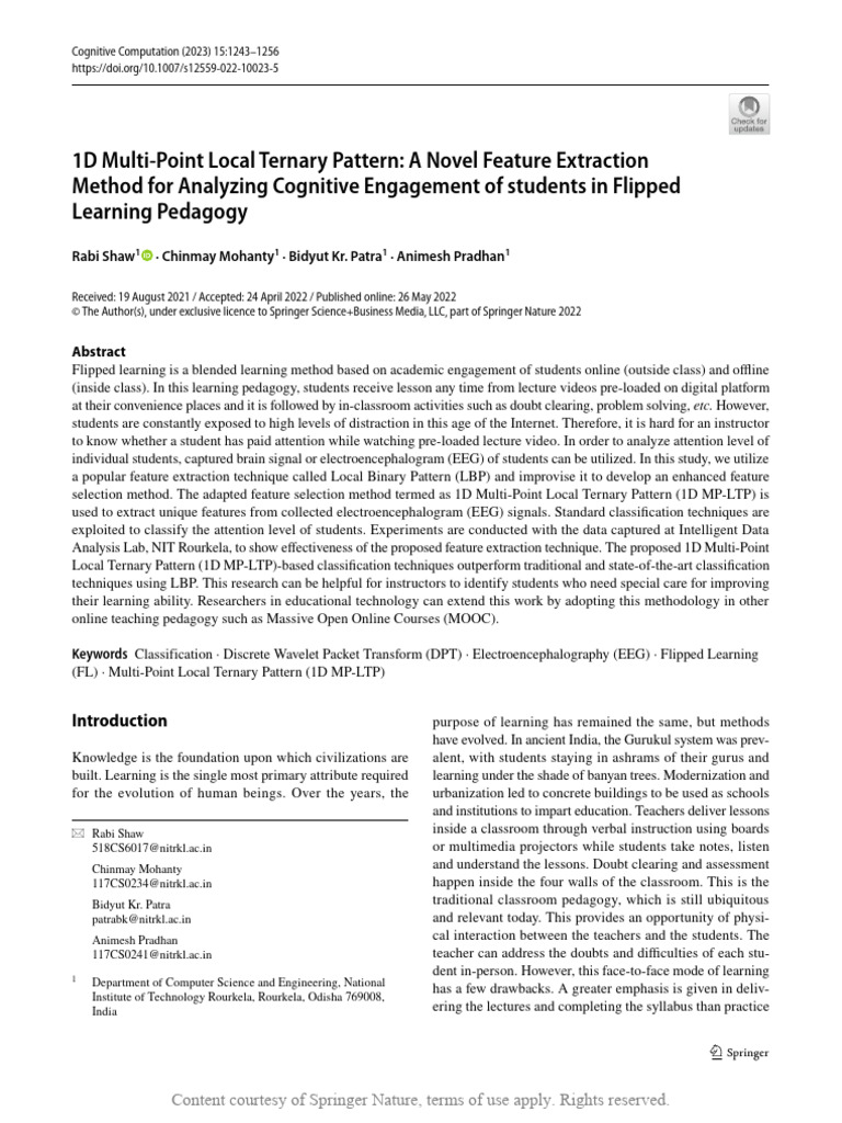 1D Multi Point Local Ternary Pattern: A Novel Feature Extraction Method For Analyzing Cognitive ...