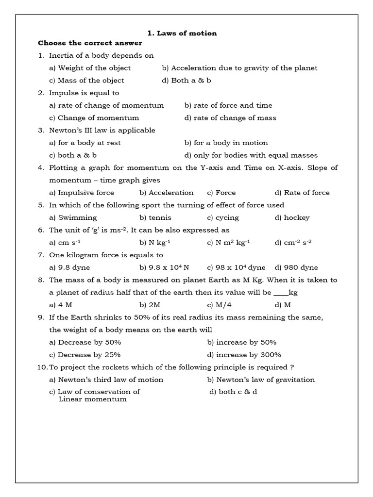 10th Science One Mark Choose | PDF | Force | Atoms