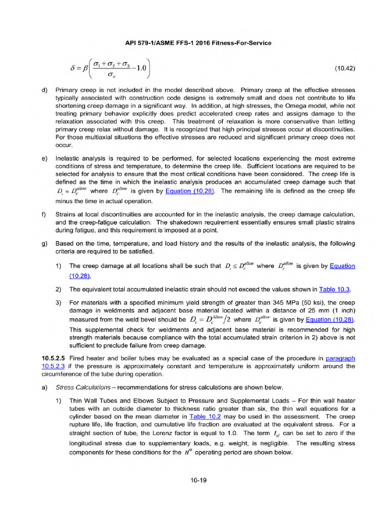 API 579 10.5.2.3 Stress Calculations | PDF
