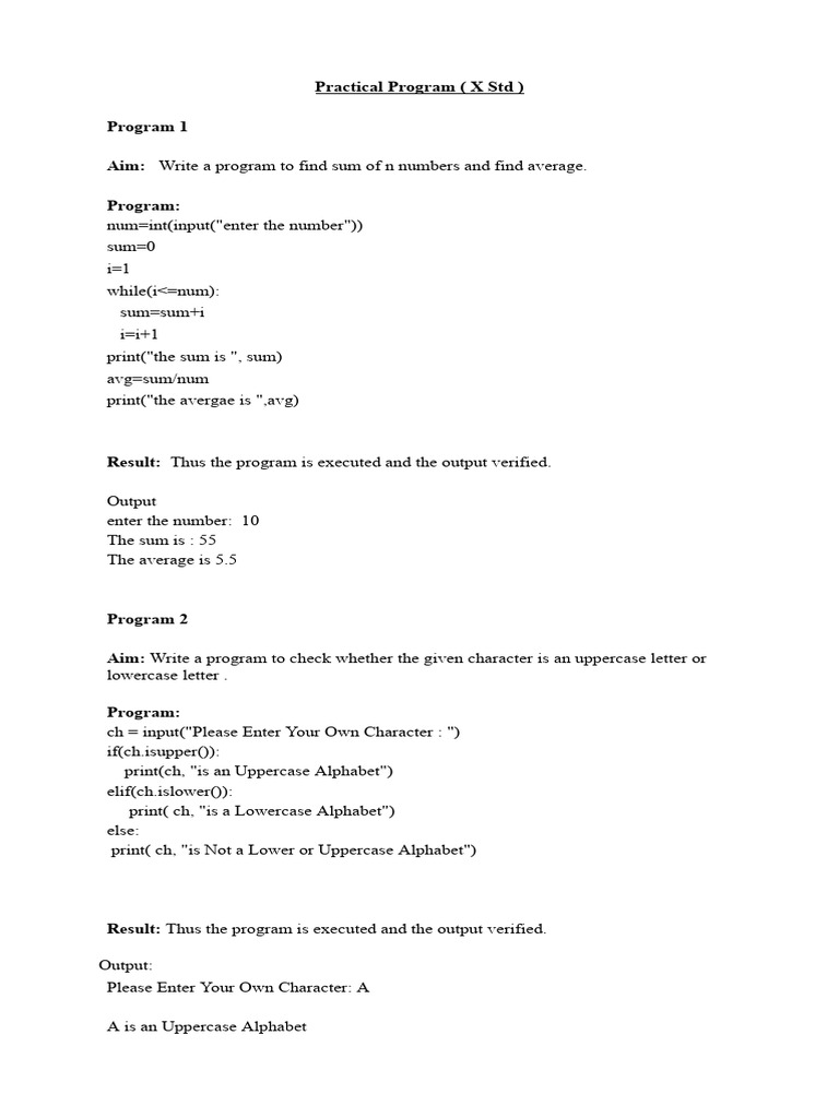 Class X Practical Program | PDF Class X Practical Program | PDF