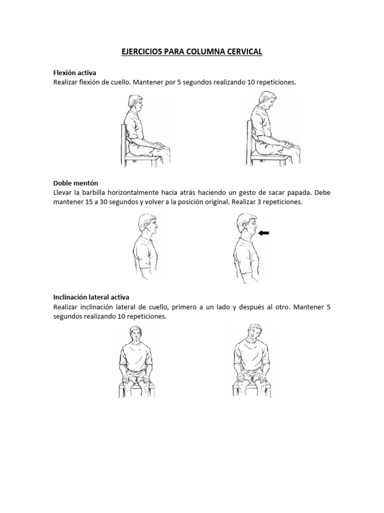 Ejercicios para Columna Cervical | PDF
