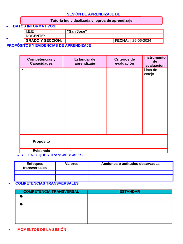 TUTORIA INDIVIDUALIZADA 2024 | PDF | Evaluación | Aprendizaje