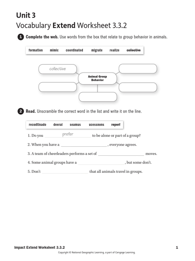 Owi l03 U03 02 Worksheet | PDF | Ethology | Cognitive Science
