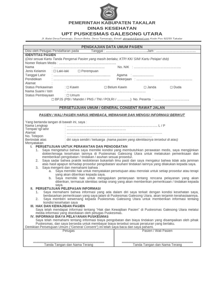 GENERAL CONSENT RAWAT JALAN PKM Galut | PDF