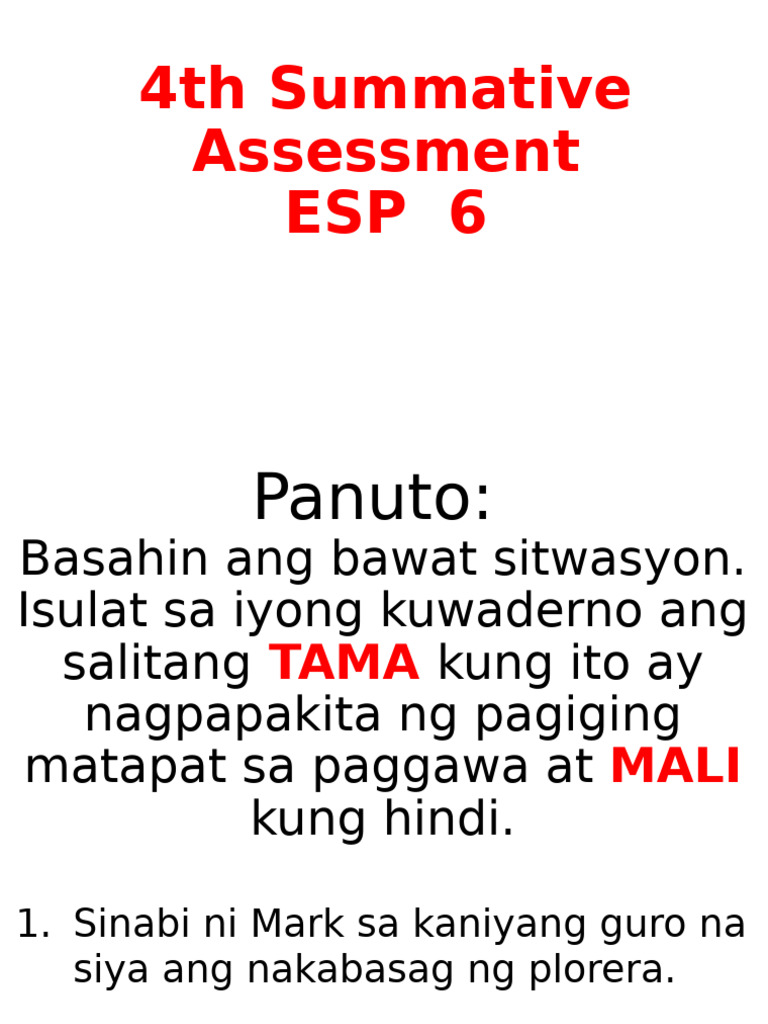 4th Summative Assessment | PDF
