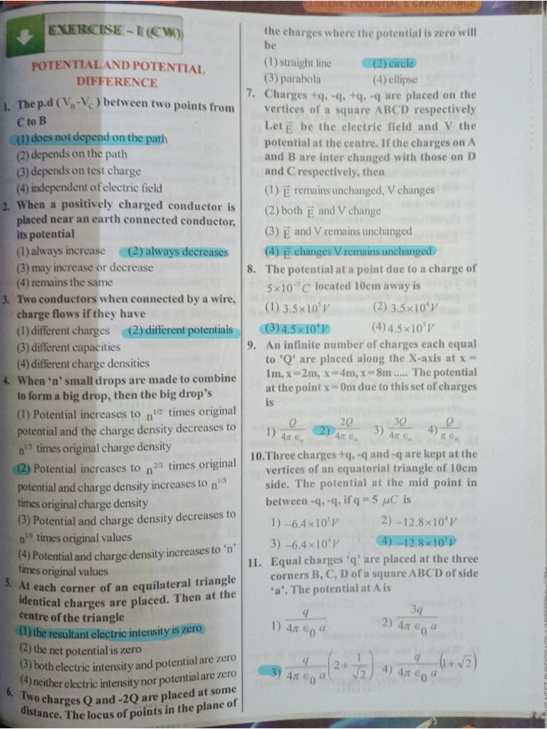 Electrostatic Potential and Capacitance Ex | PDF