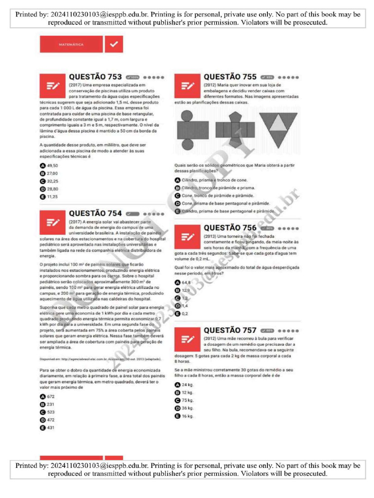 Lista de Exercício - Enem | PDF