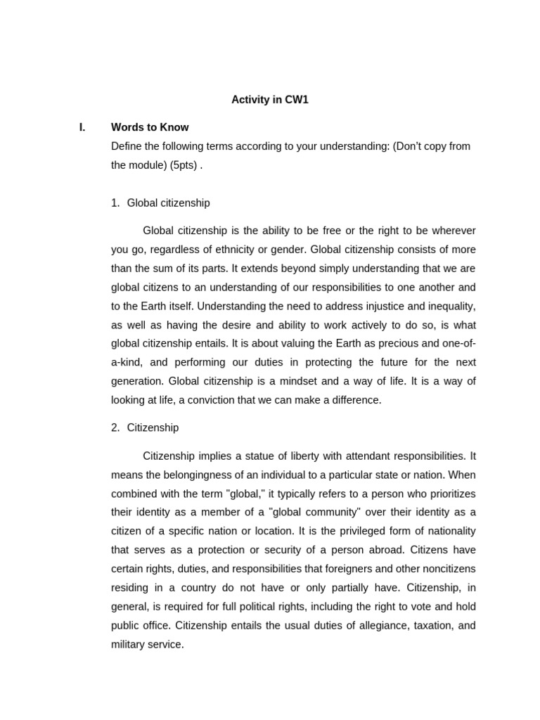 Activity In Cw1 Pdf Citizenship Justice