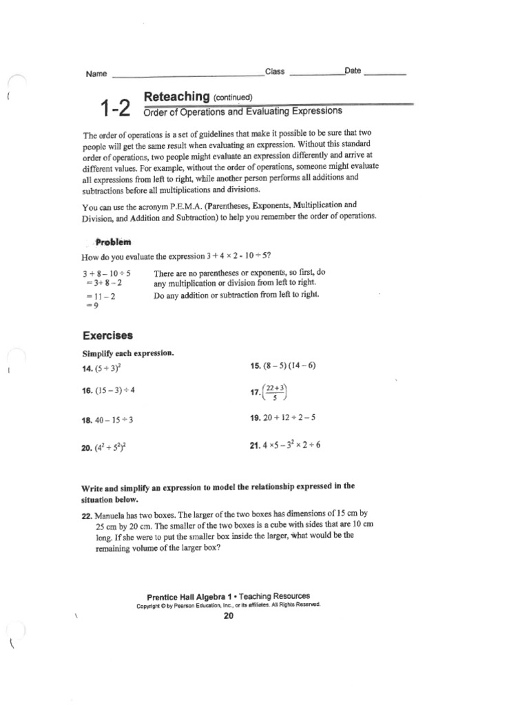 1-2 Reteaching worksheet | PDF
