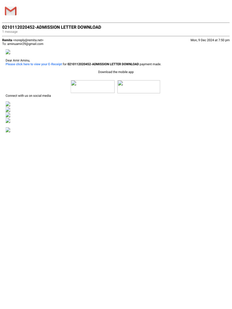 Gmail - 0210112020452-ADMISSION LETTER DOWNLOAD | PDF