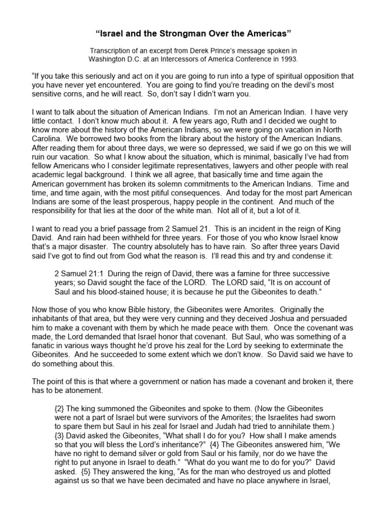 Israel and The Strongman Over The Americas by Derek Prince | PDF | Saul ...