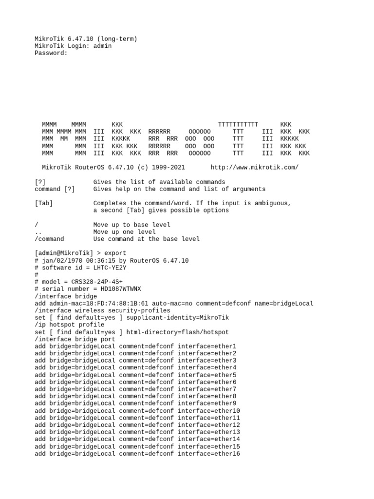MikroTik RouterOS Command Guide | PDF | Computing | Software