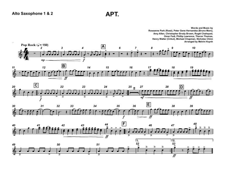 Pop Rock Full Score for Alto Sax | PDF | American Musicians | Musicians