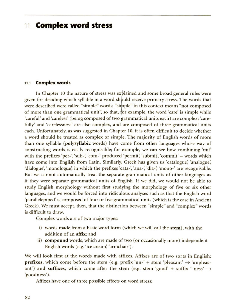 Chapter 11 - Complex Word Stress | PDF | Word | Stress (Linguistics)