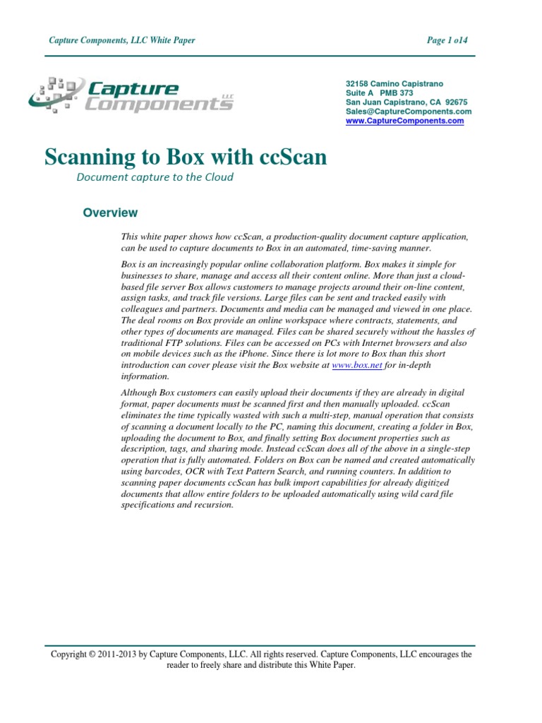 Scan To Box With Ccscan | PDF | Image Scanner | Share Point