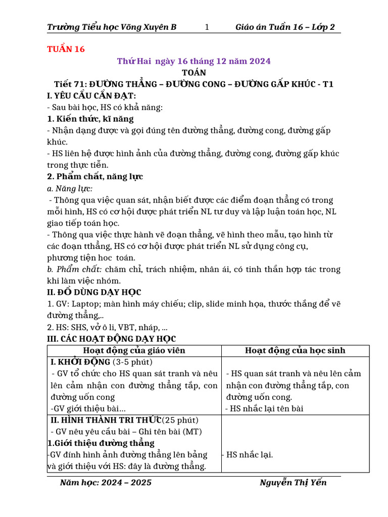 Ga Tuan 16 - Lớp 2a5 | PDF